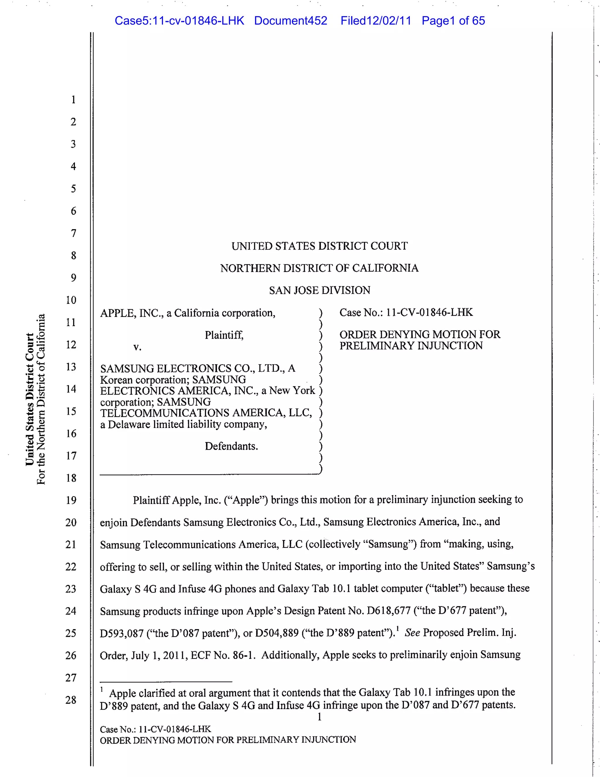 denying-apple-preliminary-injunction-against-samsung | PDF
