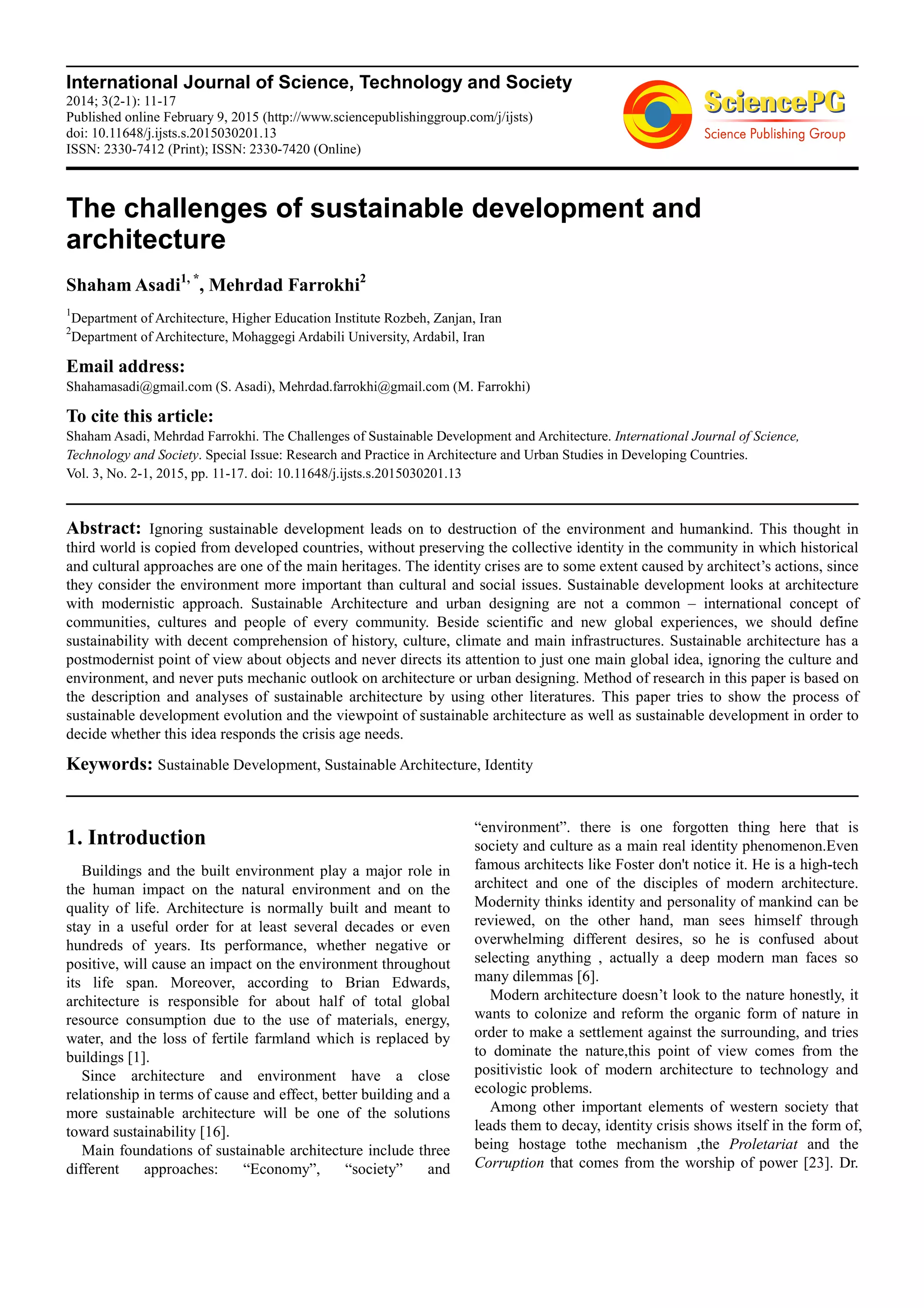 The challenges of sustainable development and | PDF