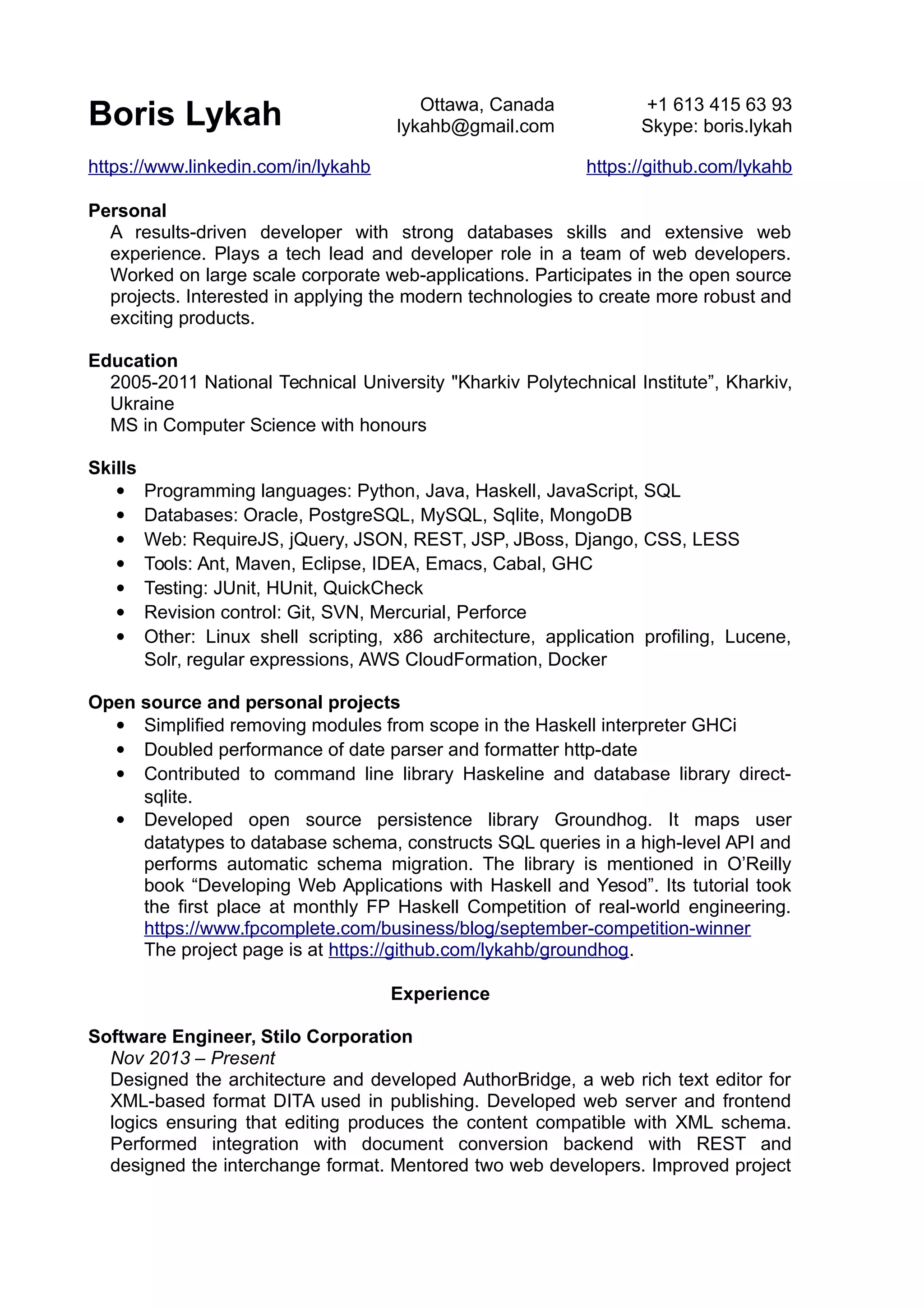 Boris Lykah Resume | PDF