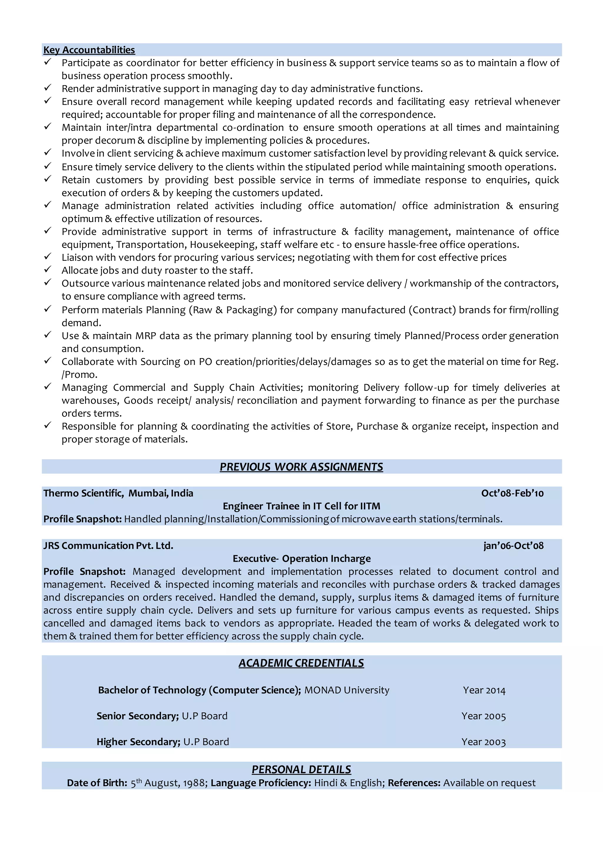 resume_BHANU | DOCX | Logistics | Business