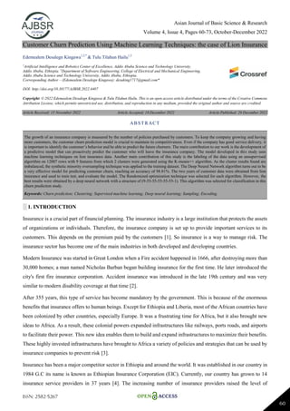 Customer Churn Prediction Using Machine Learning Techniques: the case of Lion Insurance | PDF