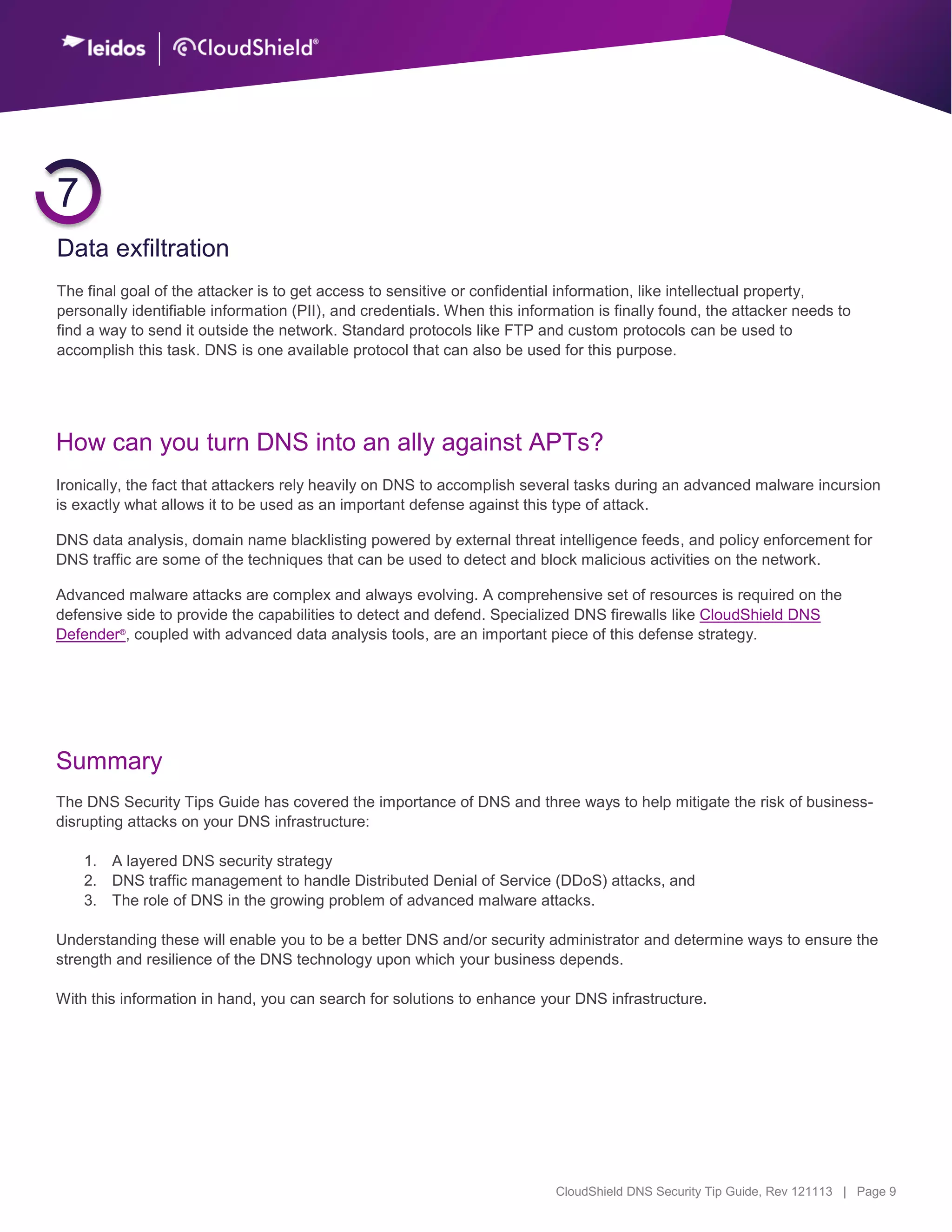 Cloudshield_DNS Tips_032014 | PDF