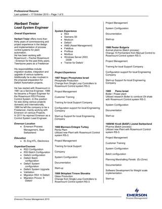Herbert Treier Professional Resume 2015 | PDF