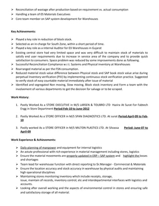 Krunal CV GSPC | DOC | Logistics | Business