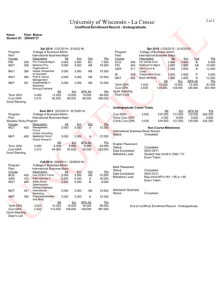 Unofficial Transcript (2015) | PDF | Undergraduate Education | College ...