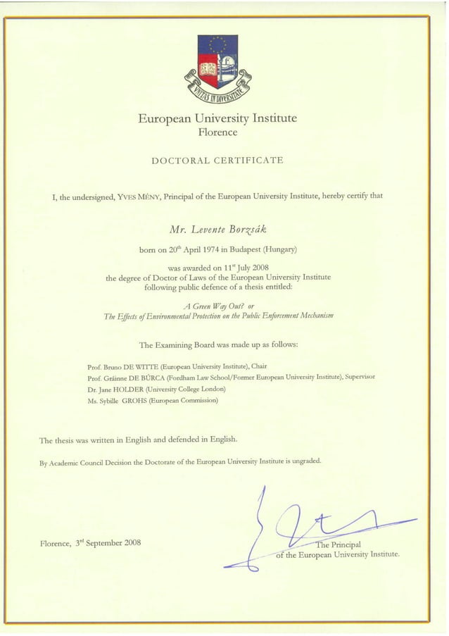 Diploma - PhD EUI | PDF | Professional School | Postgraduate Education