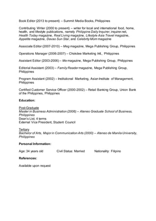 Maris Stella Alisangco Mortel_CV_updated_030615 | PDF
