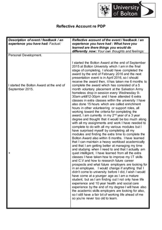 c.v and personal sdtatement reflective account | PDF