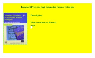 Transport Processes And Separation Process Principles textbook$@@