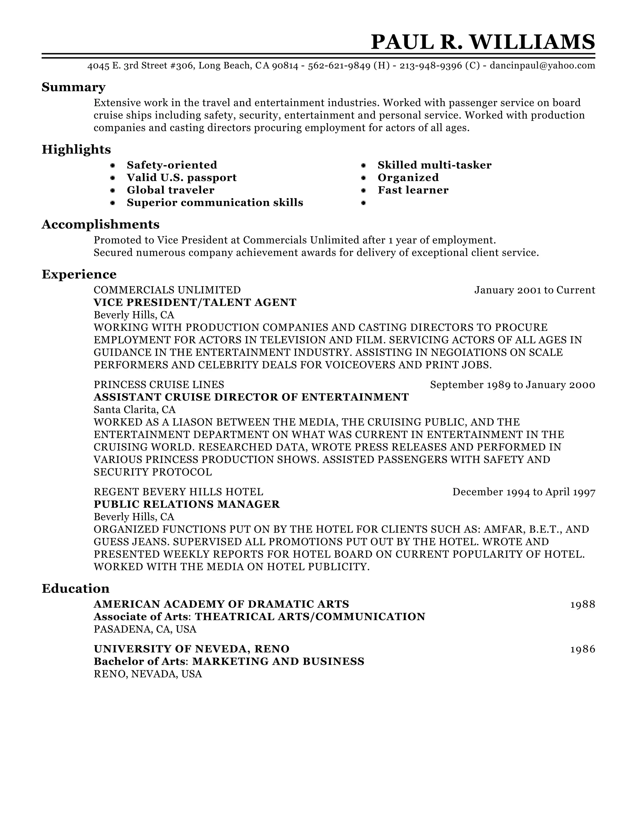 PAUL WILLIAMS Resume | PDF