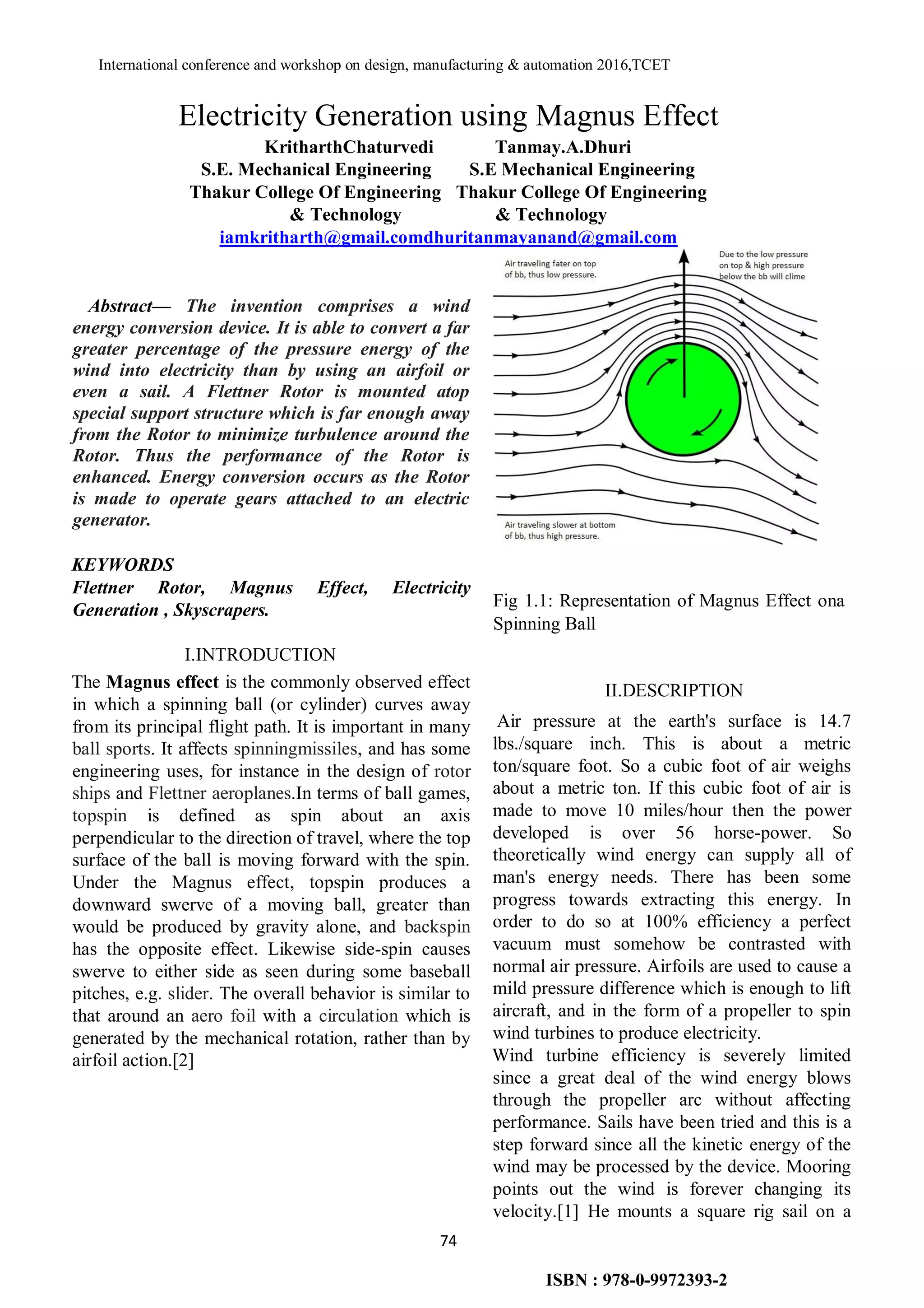 26.Electricity Generation using Magnus Effect | PDF
