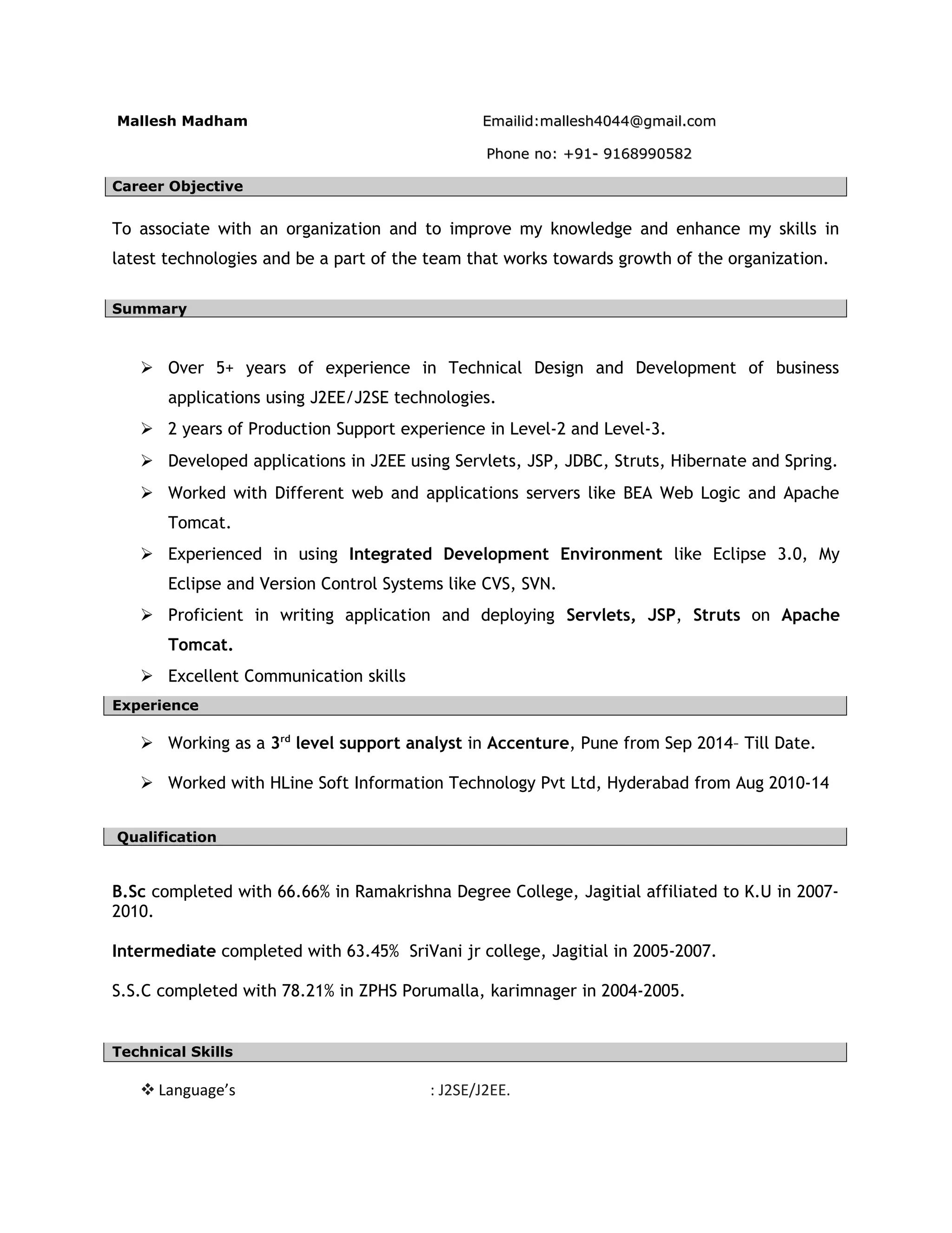 Resume_Mallesh | DOC | Web Development | Internet