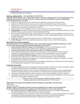 Sandra Rivera - Professional Resume | DOC