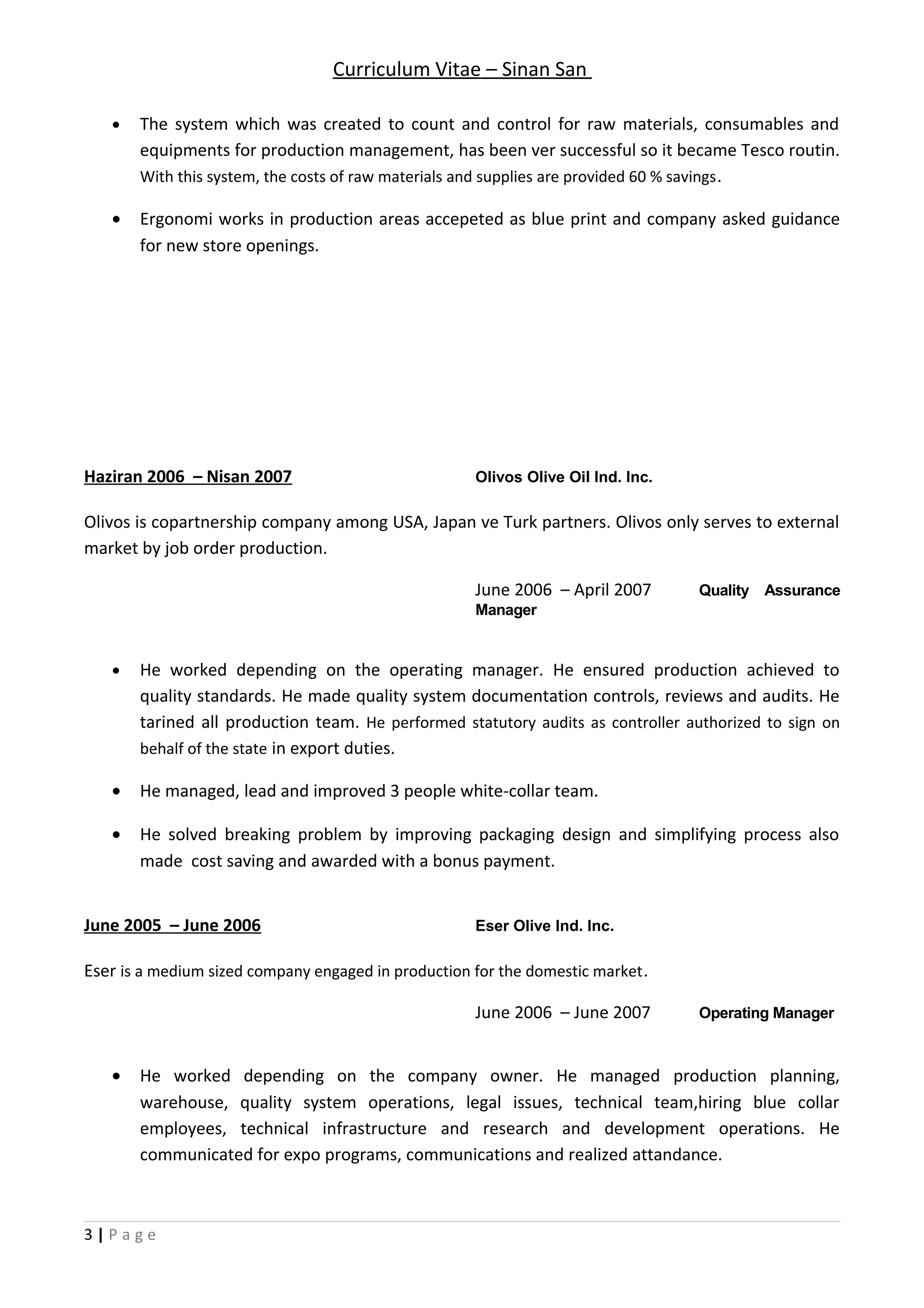 Cv Sinan San En | DOC