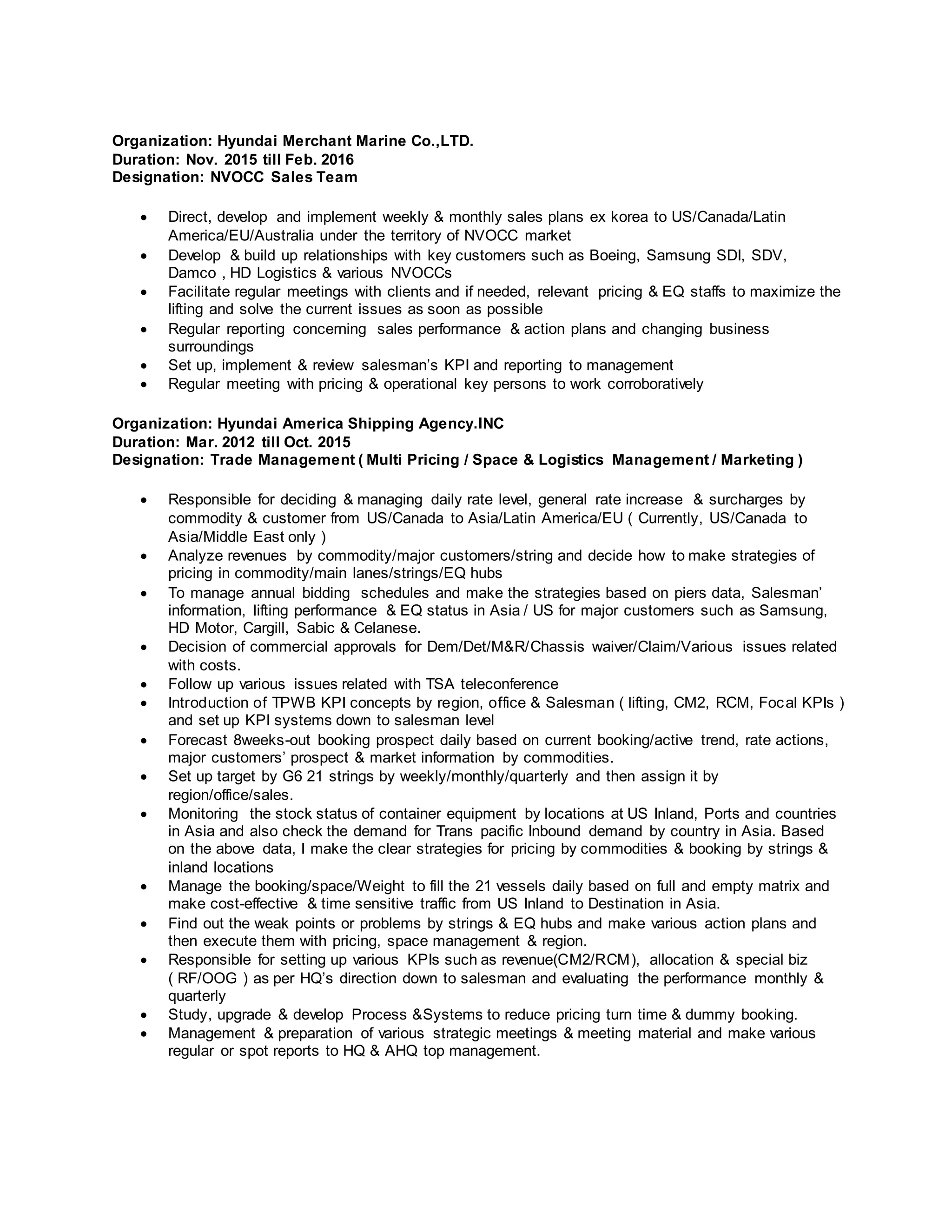 Resume2 ( Dae Hyun Kim ) | DOCX | Logistics | Business