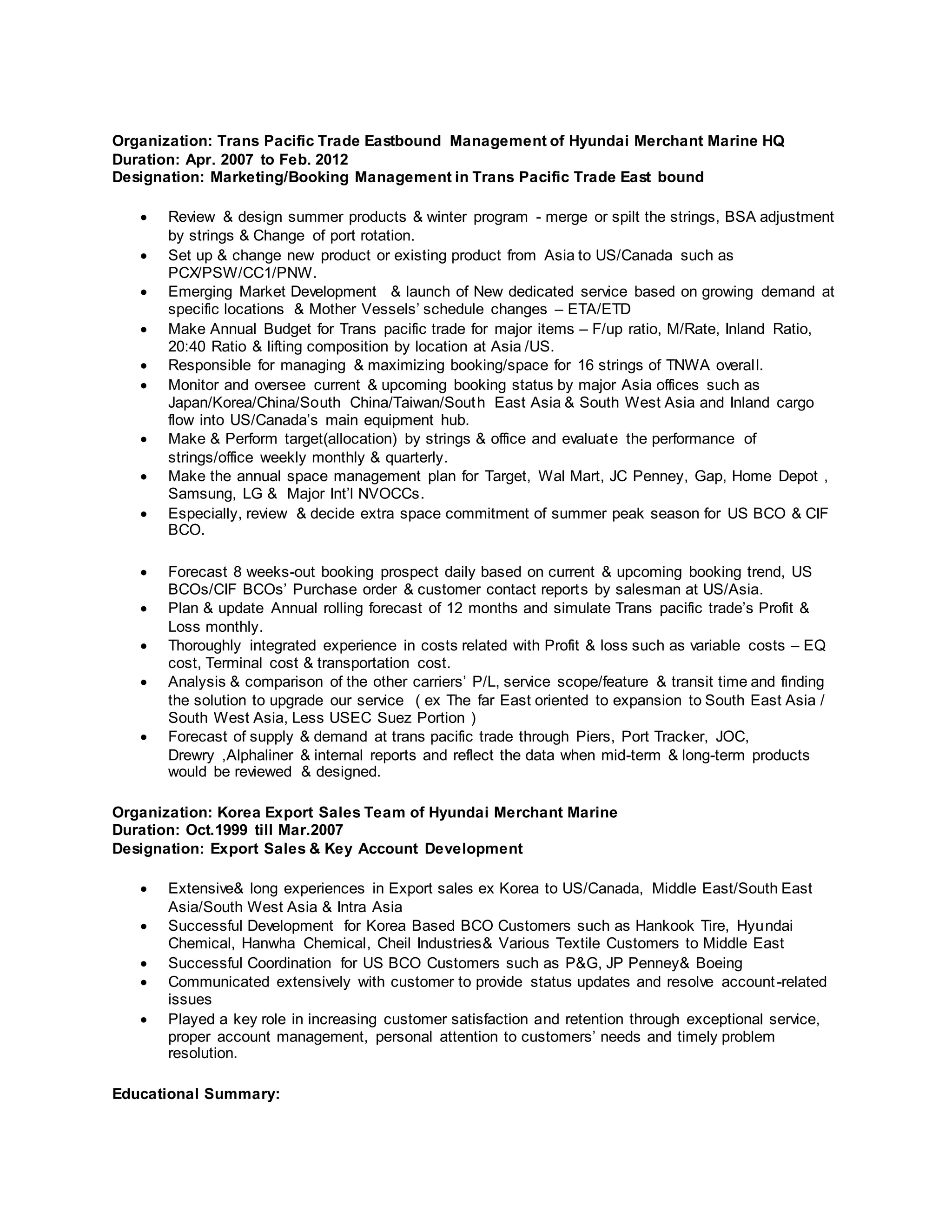Resume2 ( Dae Hyun Kim ) | DOCX | Logistics | Business