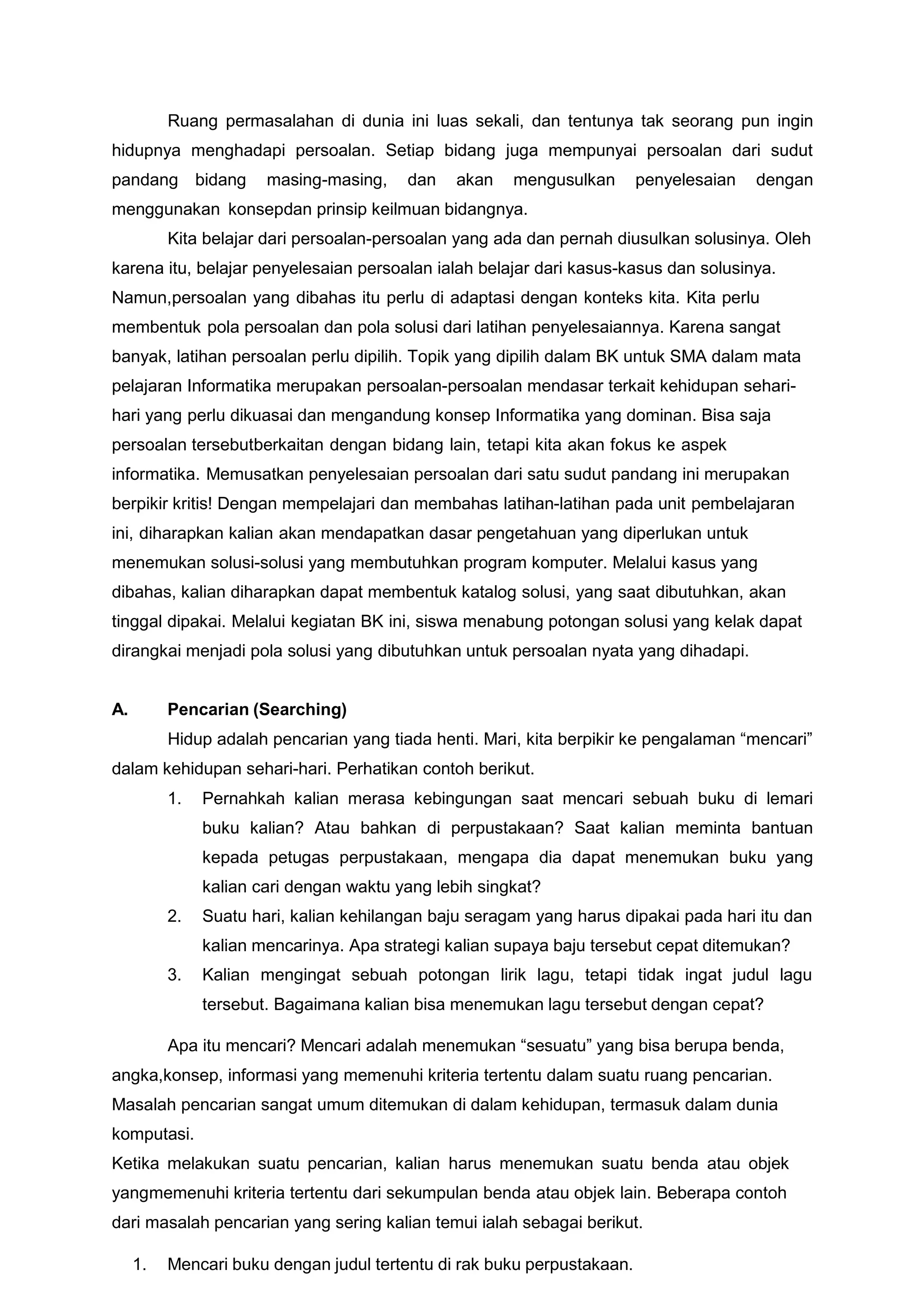 MODUL AJAR INFORMATIKA BERPIKIR KOMPUTASIONAL KELAS X SMK | PDF
