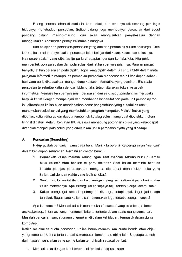 MODUL AJAR INFORMATIKA BERPIKIR KOMPUTASIONAL KELAS X SMK | PDF