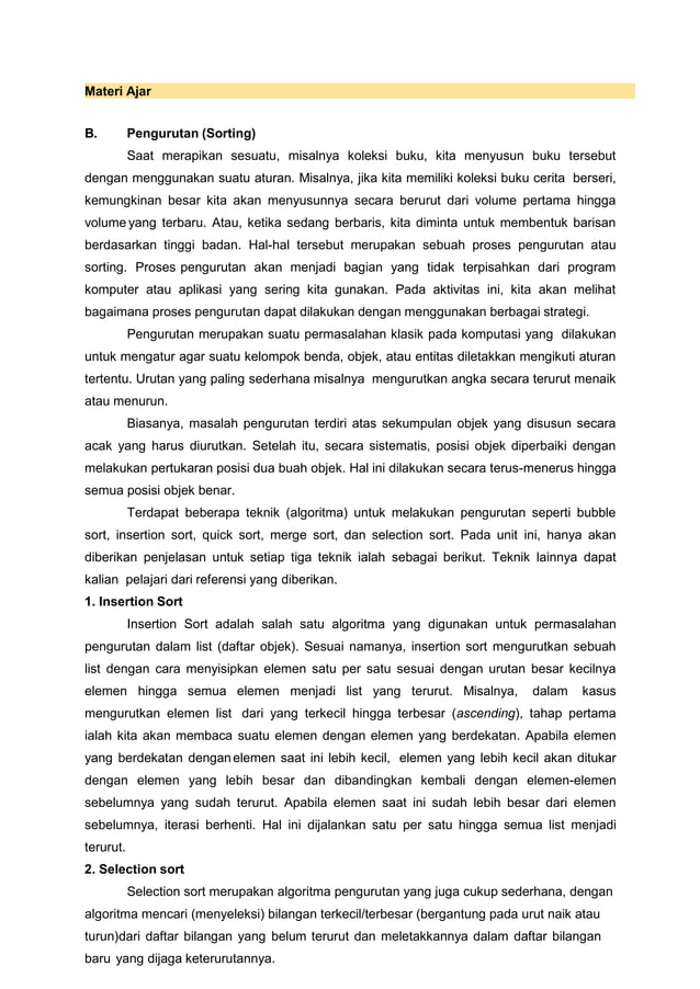 MODUL AJAR INFORMATIKA BERPIKIR KOMPUTASIONAL KELAS X SMK | PDF