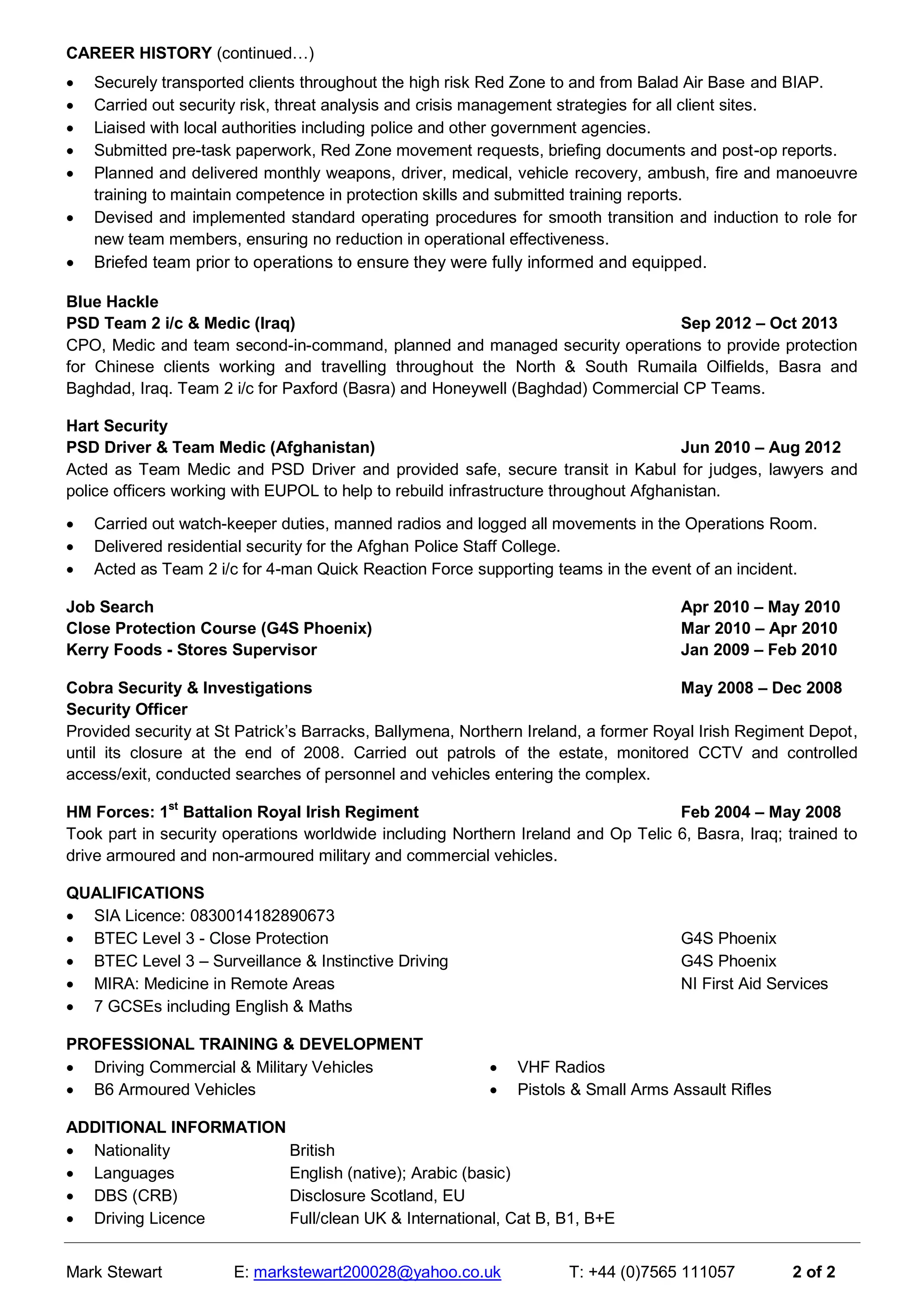 Mark Stewart CV | PDF