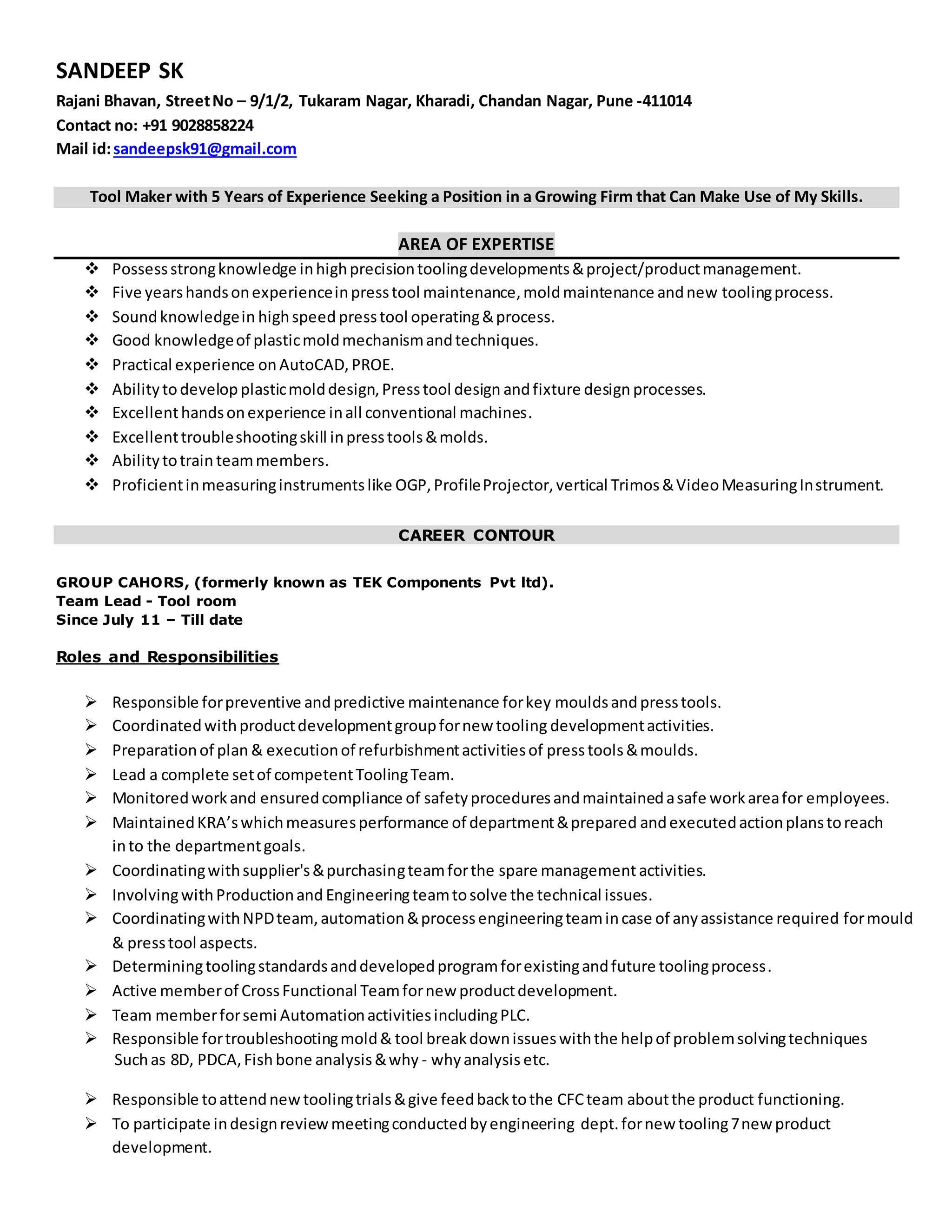 SANDEEP SK _ CV | PDF