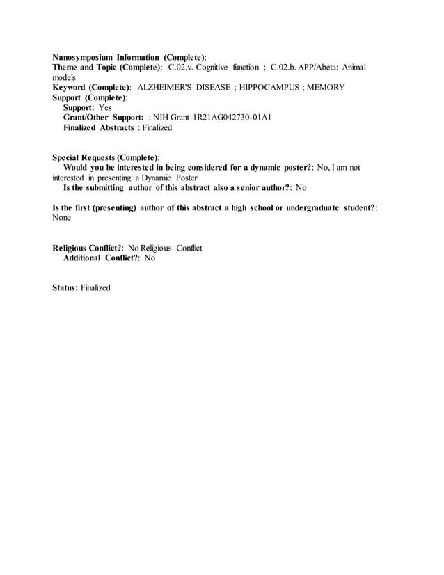 SFN2015_Abstract_Finalized | DOCX | Brain and Nervous System Disorders ...