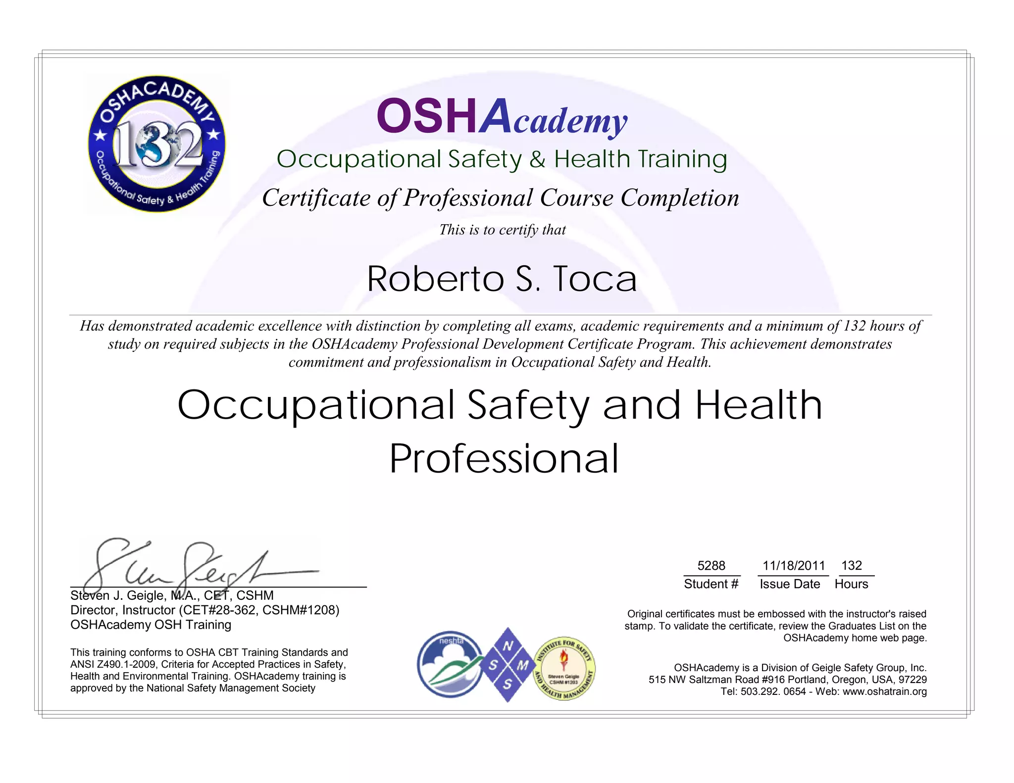 Occupational Safety and Health Professional-2 | PDF
