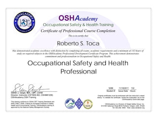 Occupational Safety and Health Professional-2 | PPT