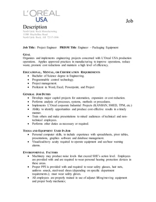 Project Engineer Job Description | DOCX