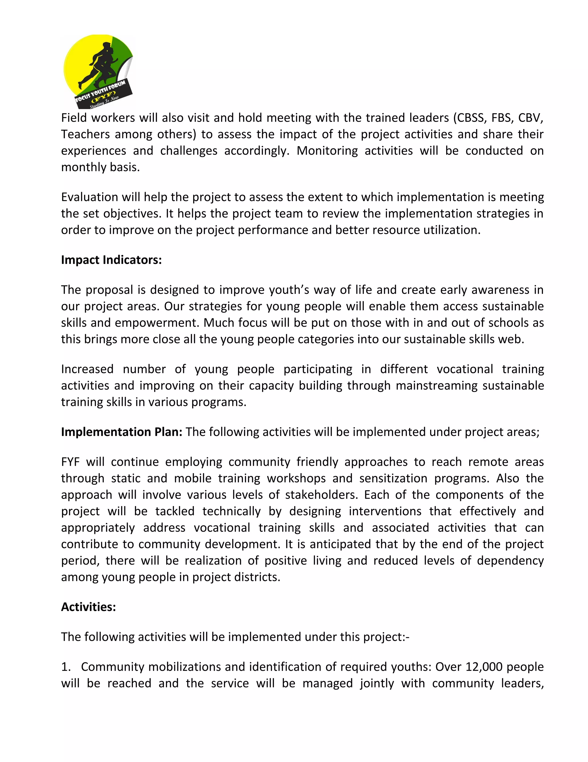 Proposal for Youth Skills training and Empowerement Programs OPEN | DOC