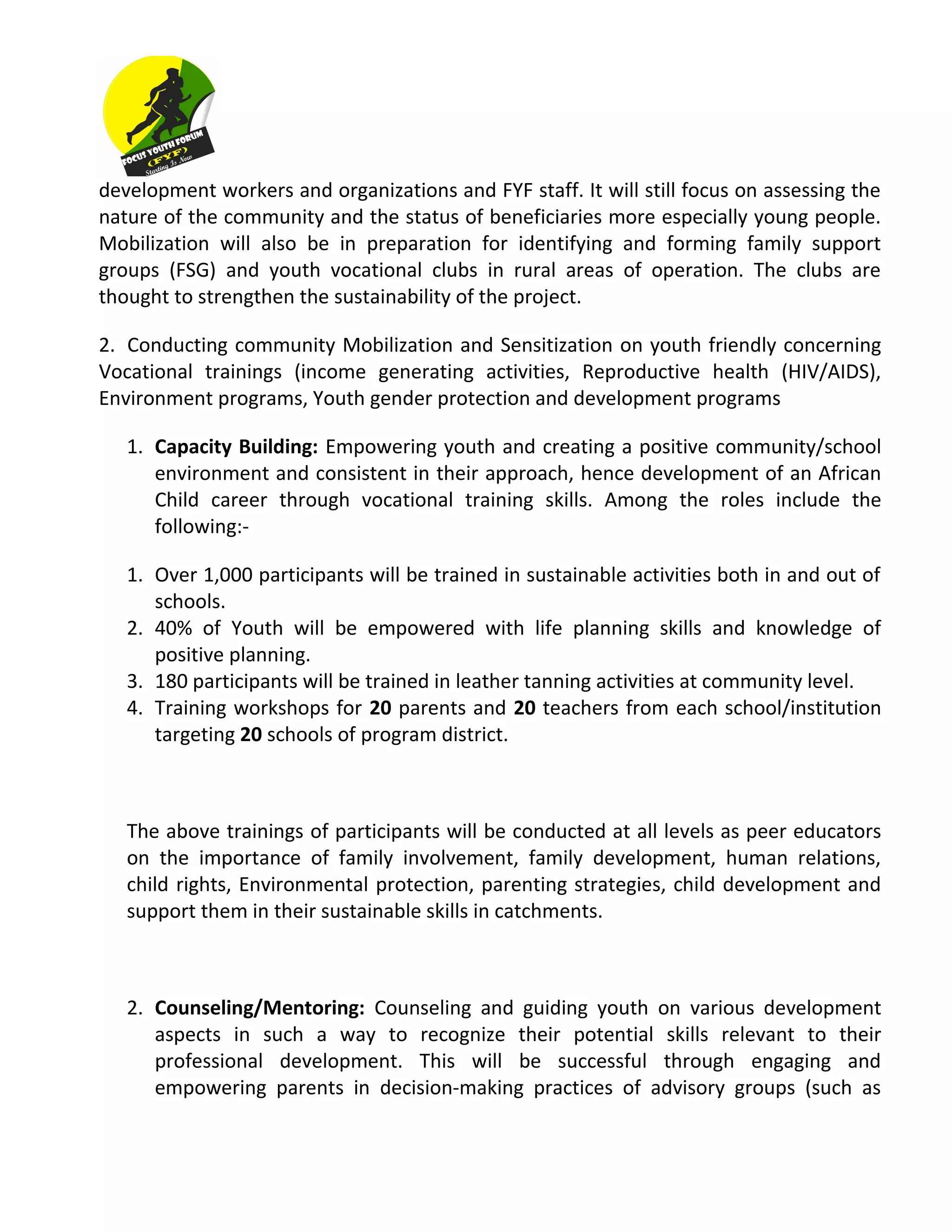 Proposal for Youth Skills training and Empowerement Programs OPEN | DOC