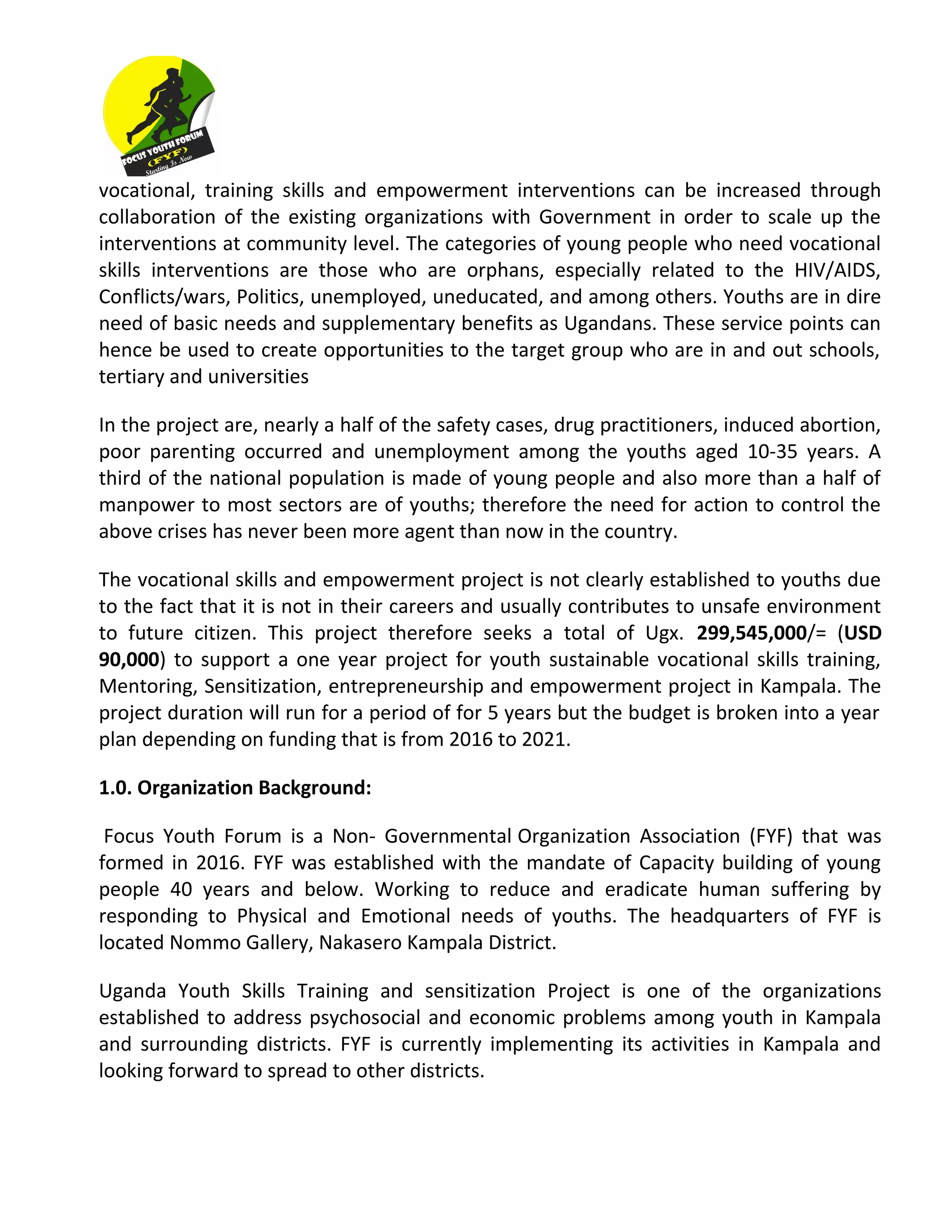 Proposal for Youth Skills training and Empowerement Programs OPEN | DOC
