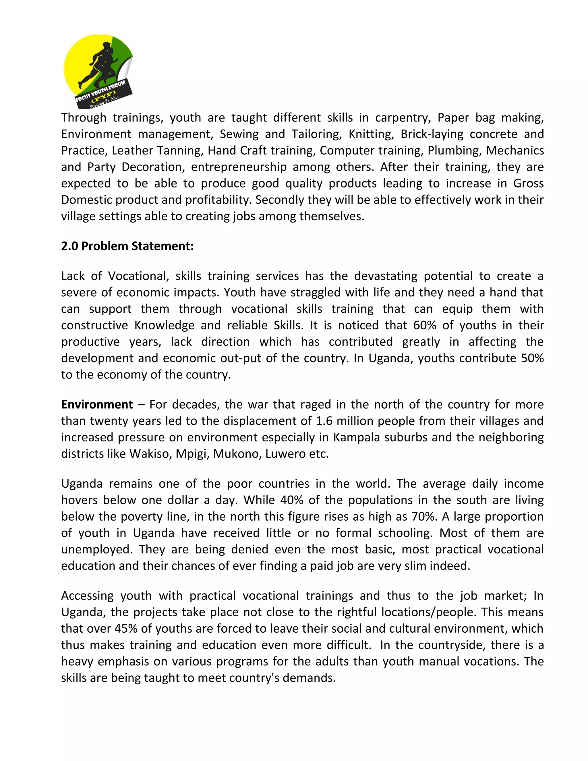 Proposal for Youth Skills training and Empowerement Programs OPEN | DOC