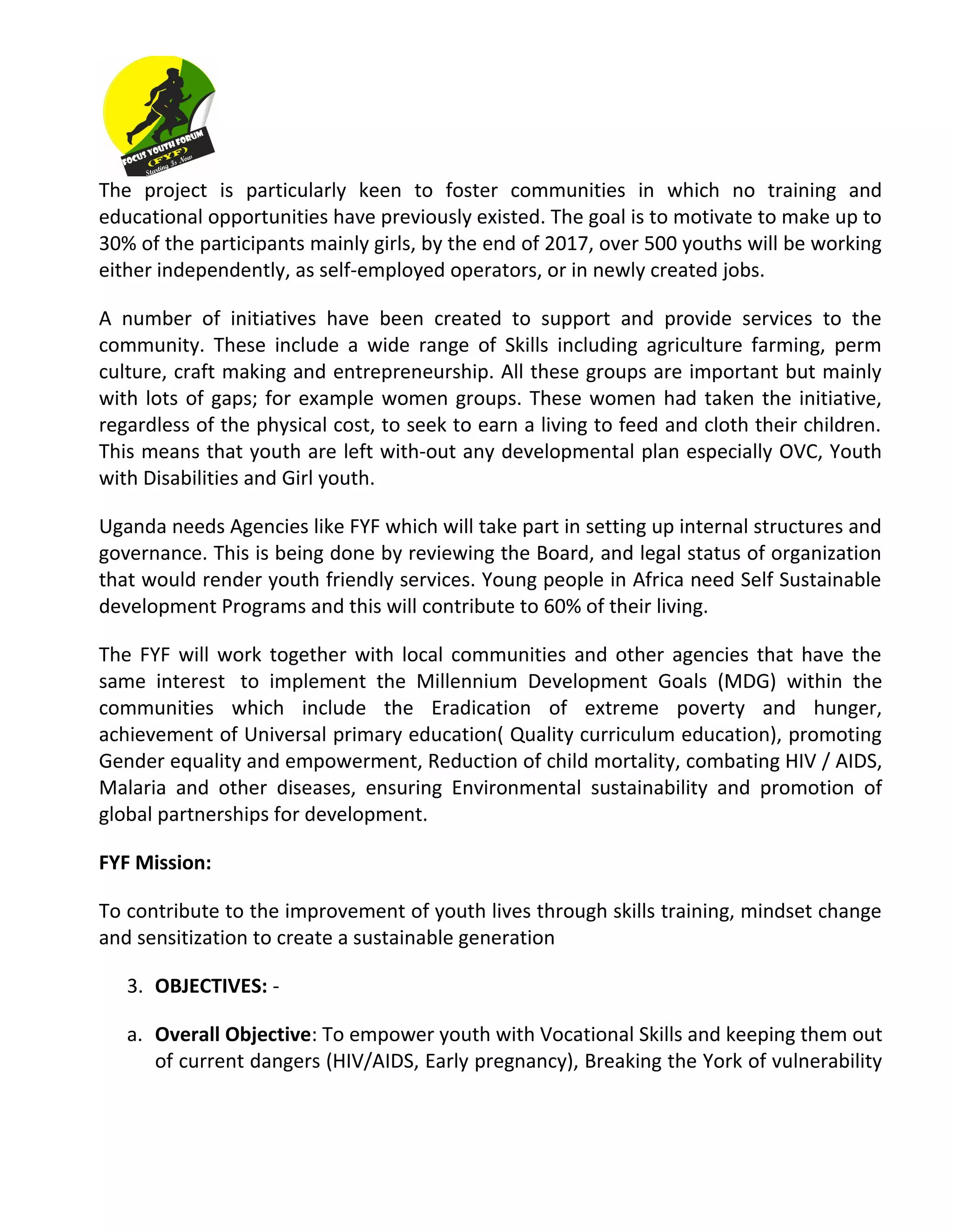 Proposal for Youth Skills training and Empowerement Programs OPEN | DOC