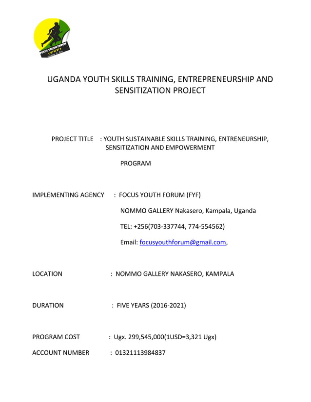 Proposal for Youth Skills training and Empowerement Programs OPEN | DOC