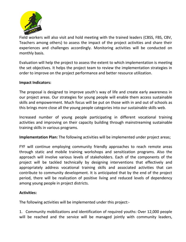Proposal for Youth Skills training and Empowerement Programs OPEN | DOC