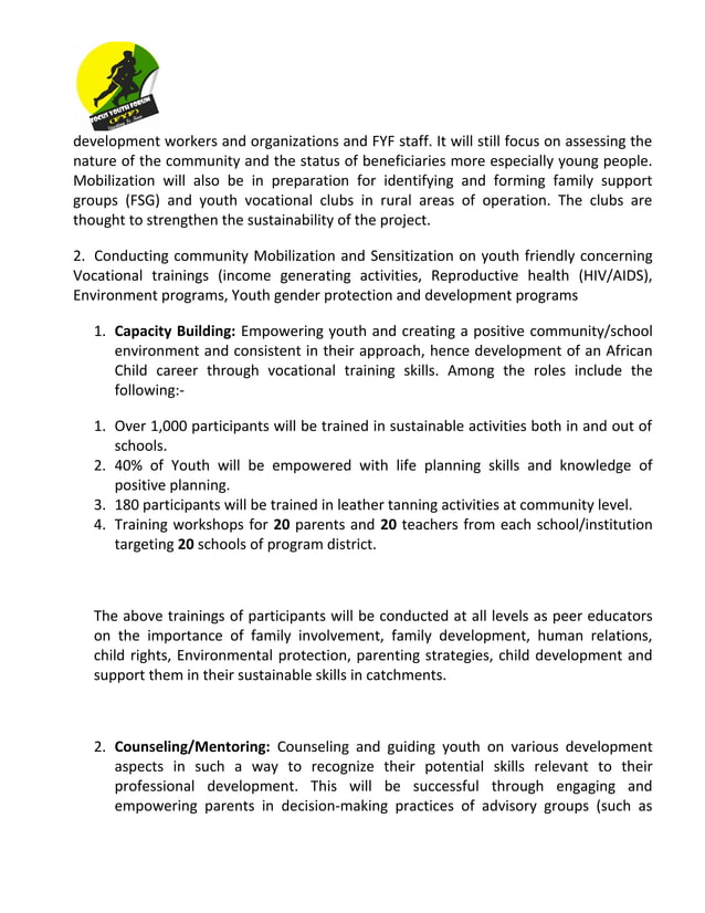 Proposal for Youth Skills training and Empowerement Programs OPEN | DOC