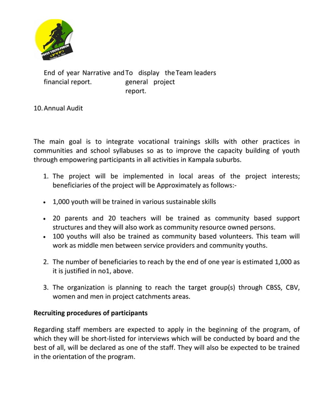 Proposal for Youth Skills training and Empowerement Programs OPEN | DOC