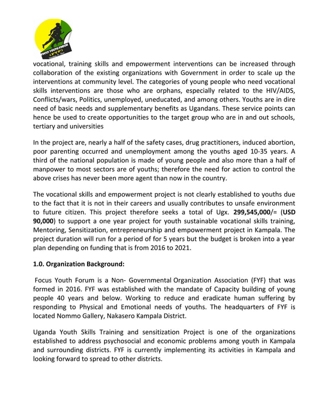 Proposal for Youth Skills training and Empowerement Programs OPEN | DOC