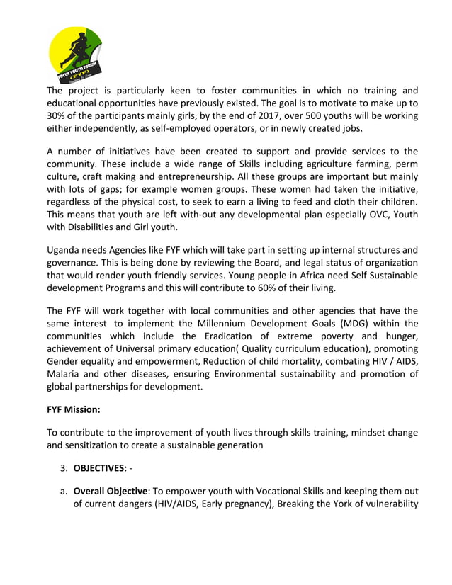 Proposal for Youth Skills training and Empowerement Programs OPEN | DOC