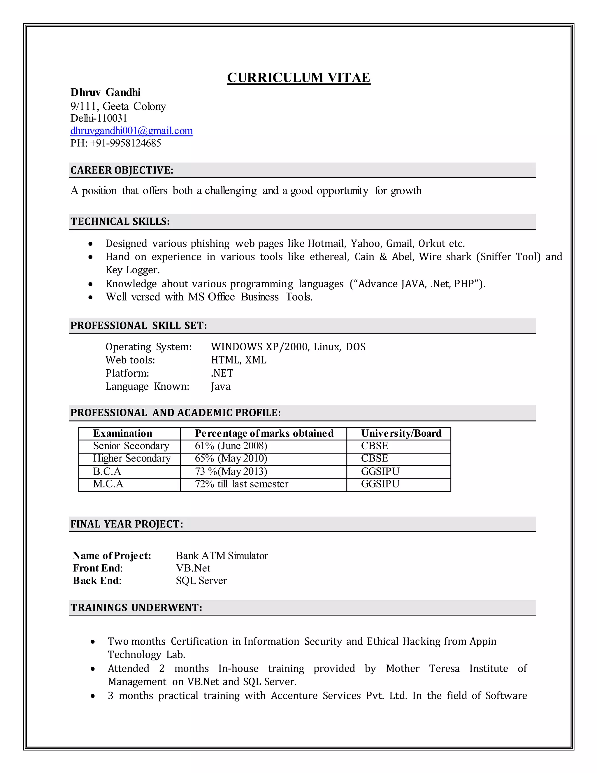 Dhruv CV (1) (1) | PDF