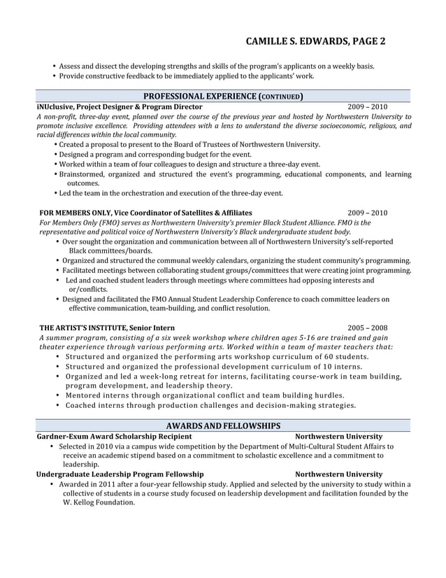 Edwards, Camille - Non Federal Resume | PDF | Professional School ...