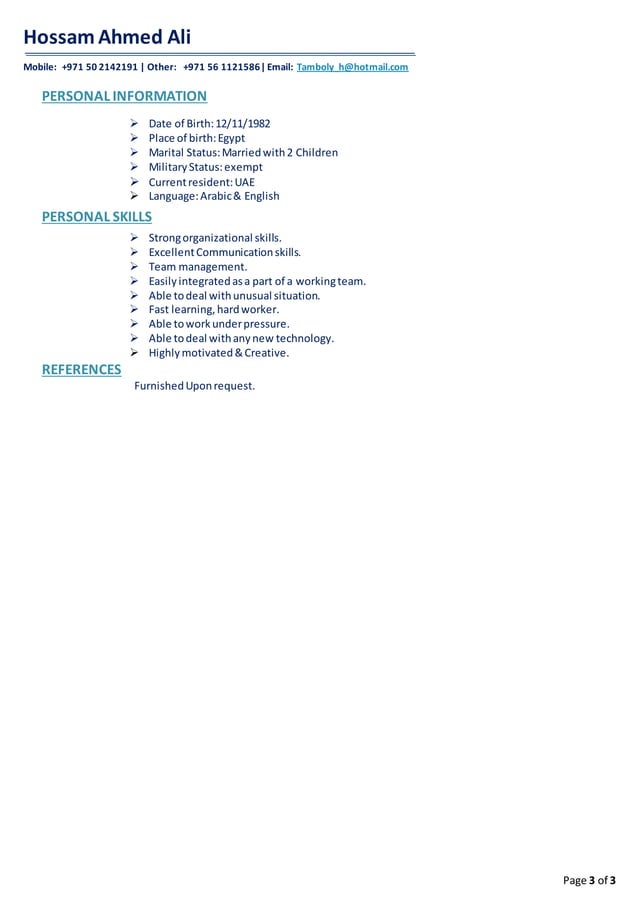 Hossam CV | PDF | Free Download