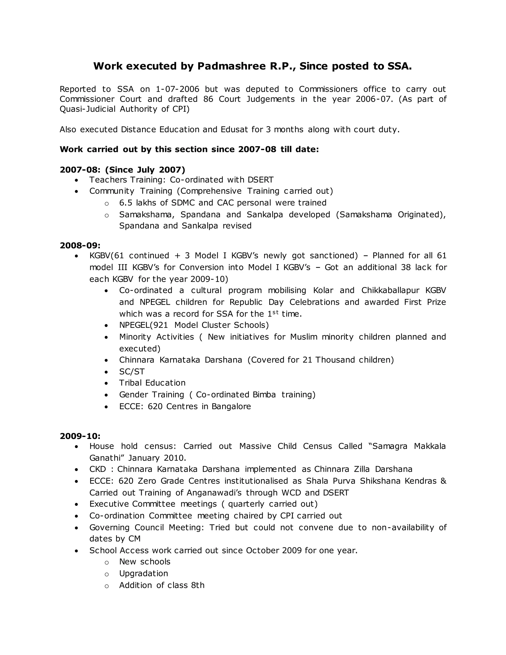 Work executed by Padmashree R | PDF | Free Download