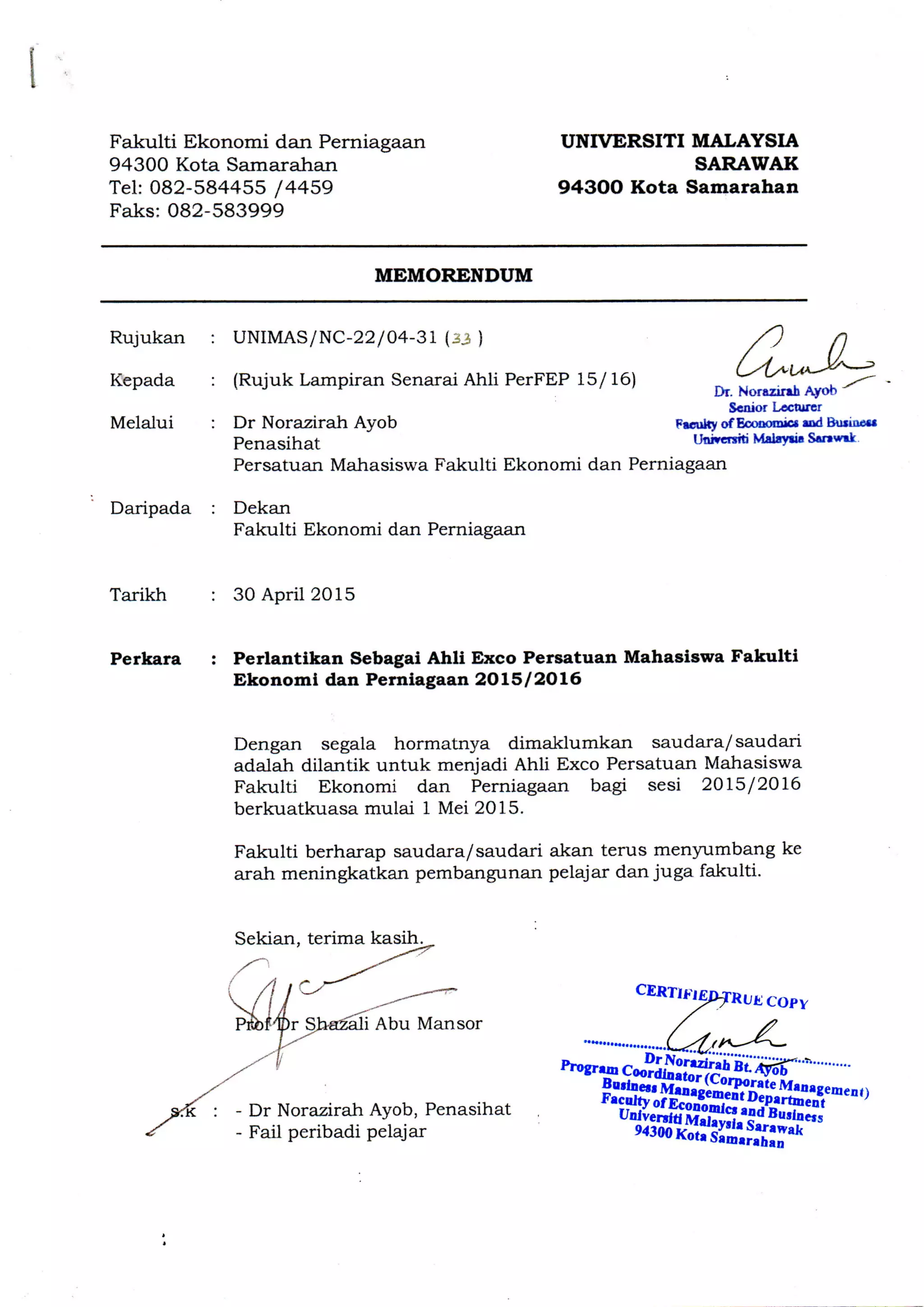 Surat Perlantikan Exco | PDF