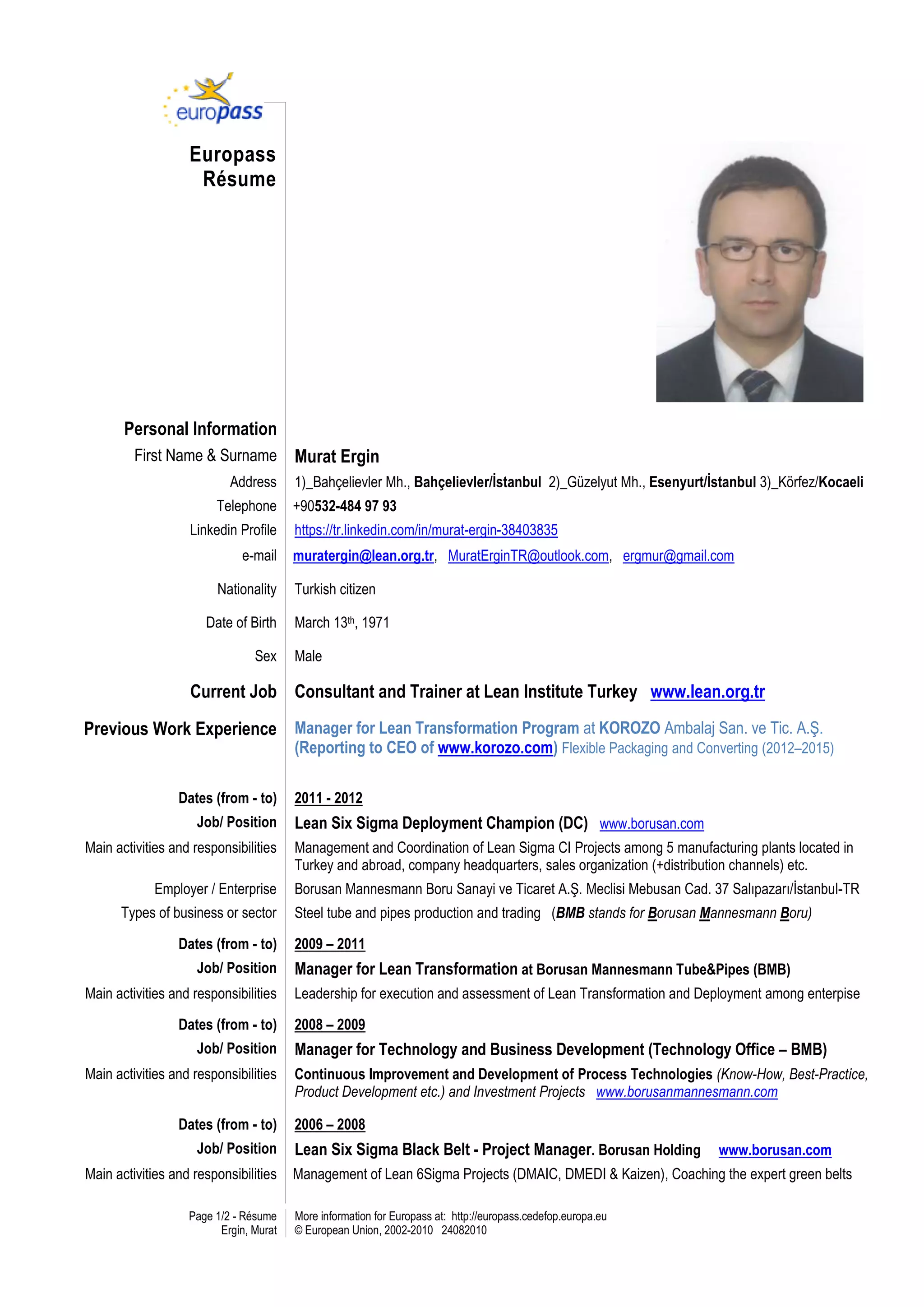 CV Murat Ergin ENG 2016_. | PDF