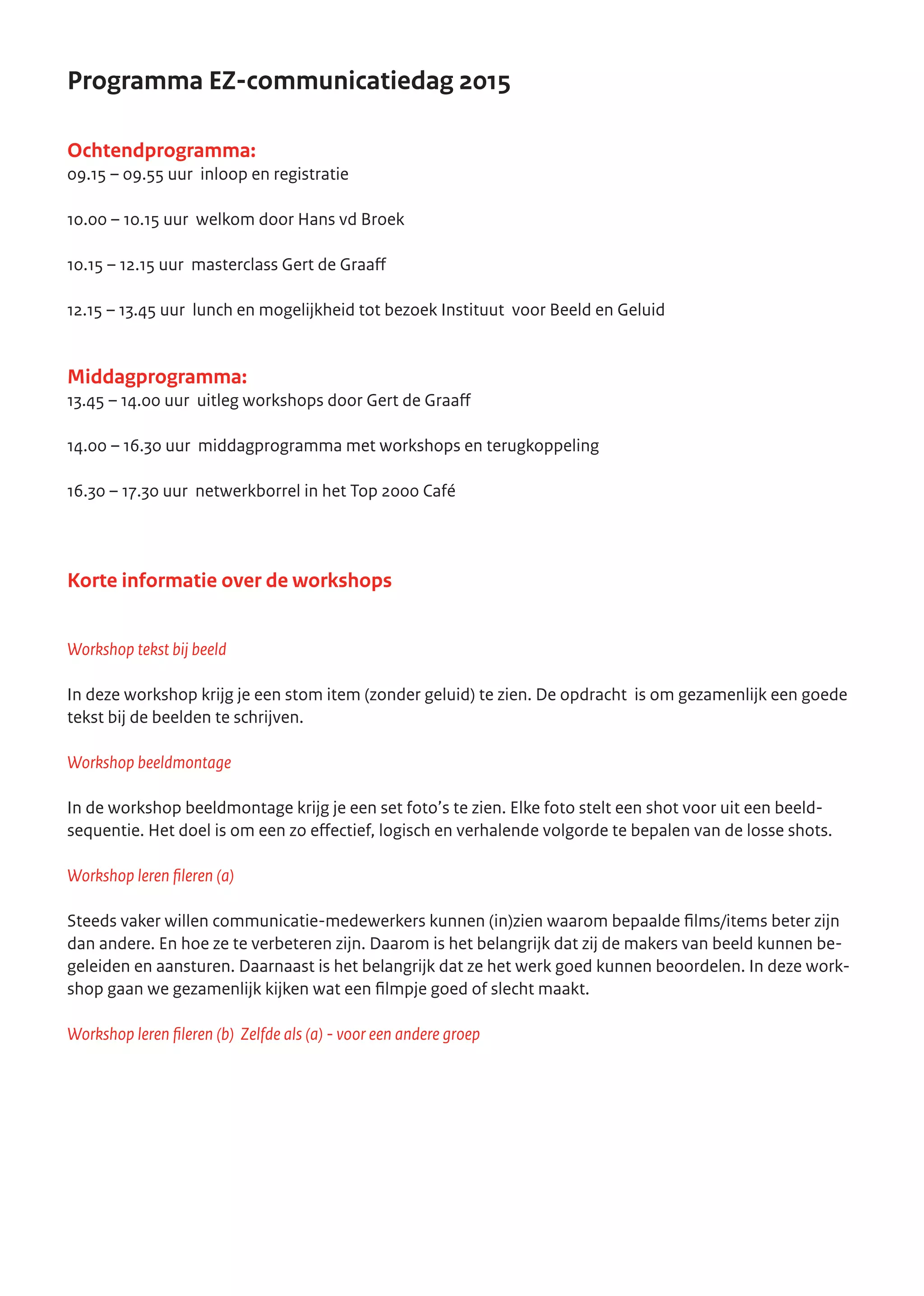 EZ-communicatiedag 2015 | PDF