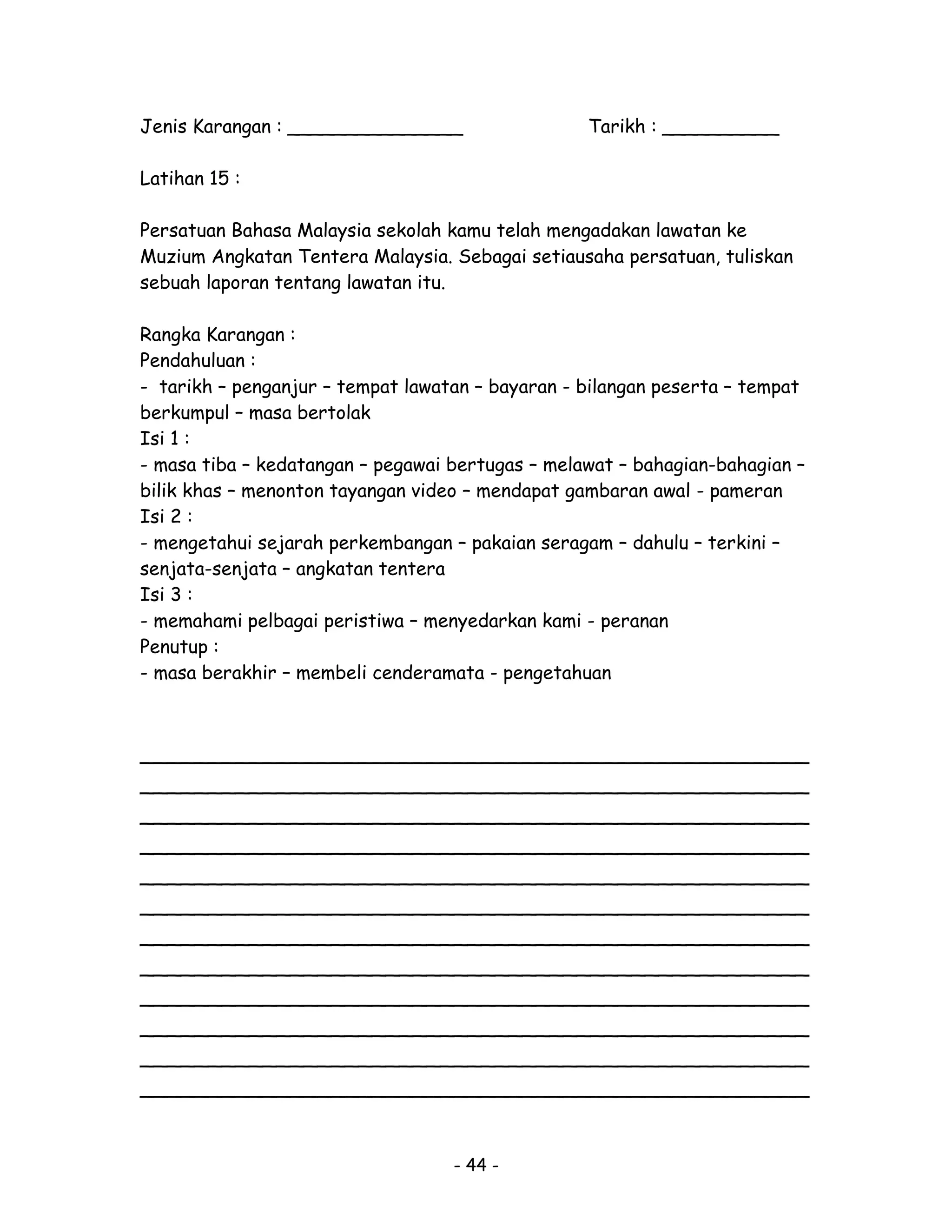 74 Contoh Latihan Karangan Upsr Pdf