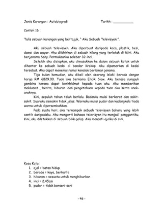 Contoh Karangan Autobiografi Tahun 5 Contoh Karangan Autobiografi Pdf