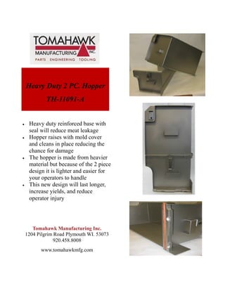 Tomahawk Manufacturing Catalog with 19 pic.and no pricing | PDF
